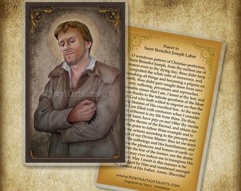 St. Benedict Joseph Labre Wood Icon & Holy Card GIFT SET for | Etsy