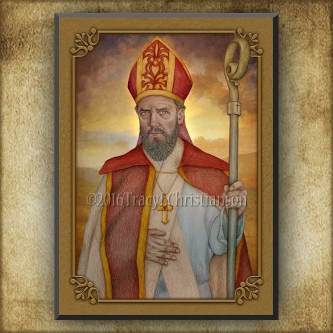 St. Anselm of Canterbury Wood Icon and Holy Card GIFT SET, Doctor of ...