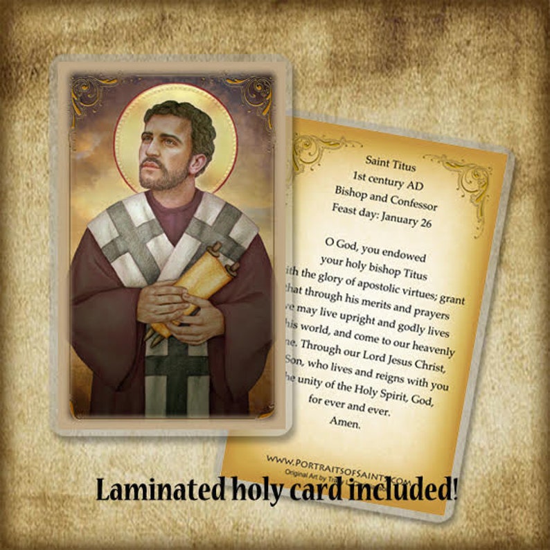 St. Titus Wood Icon & Holy Card GIFT SET for Confirmation, Graduation ...