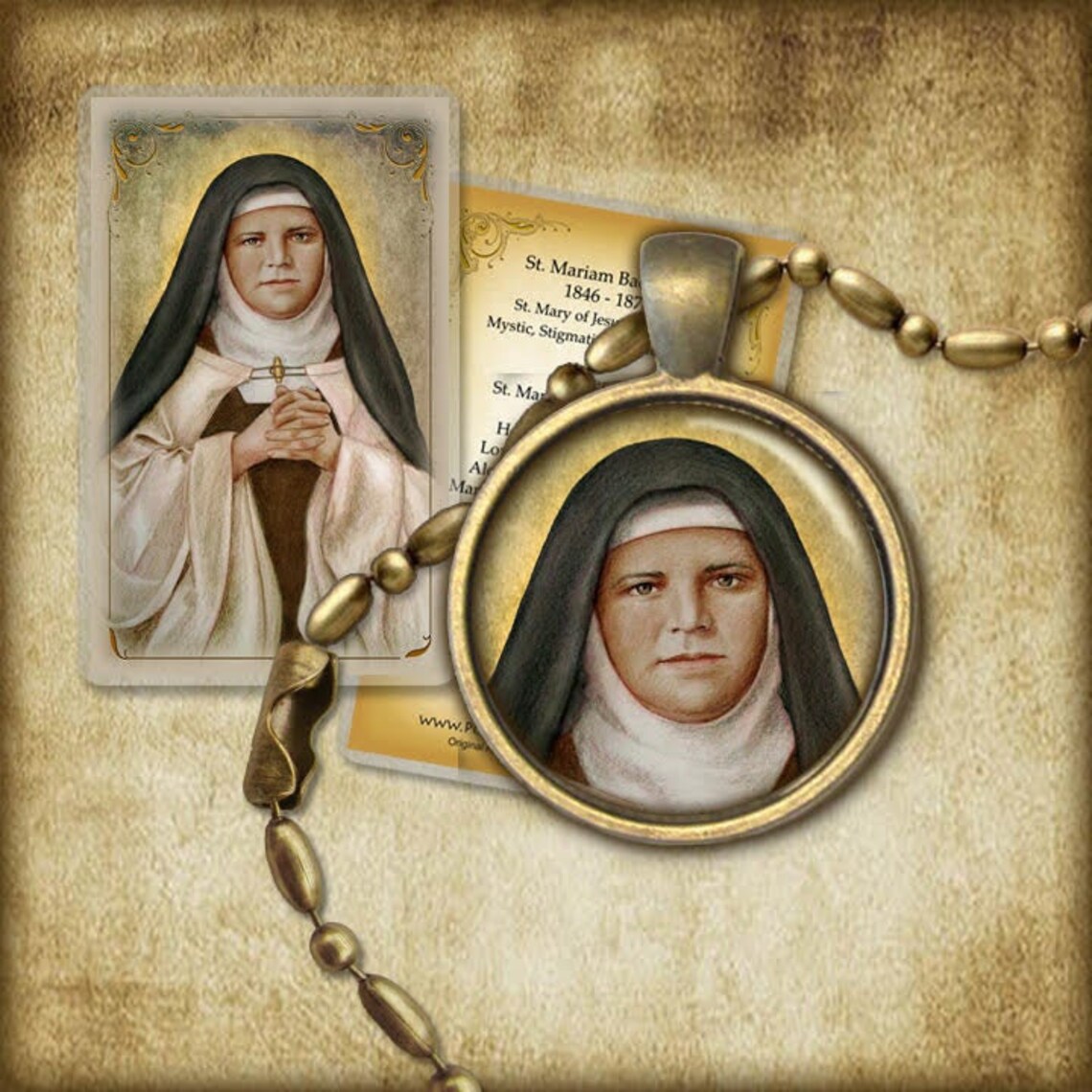 St. Mariam Baouardy Pendant and Holy Card GIFT SET for Those Who Suffer ...