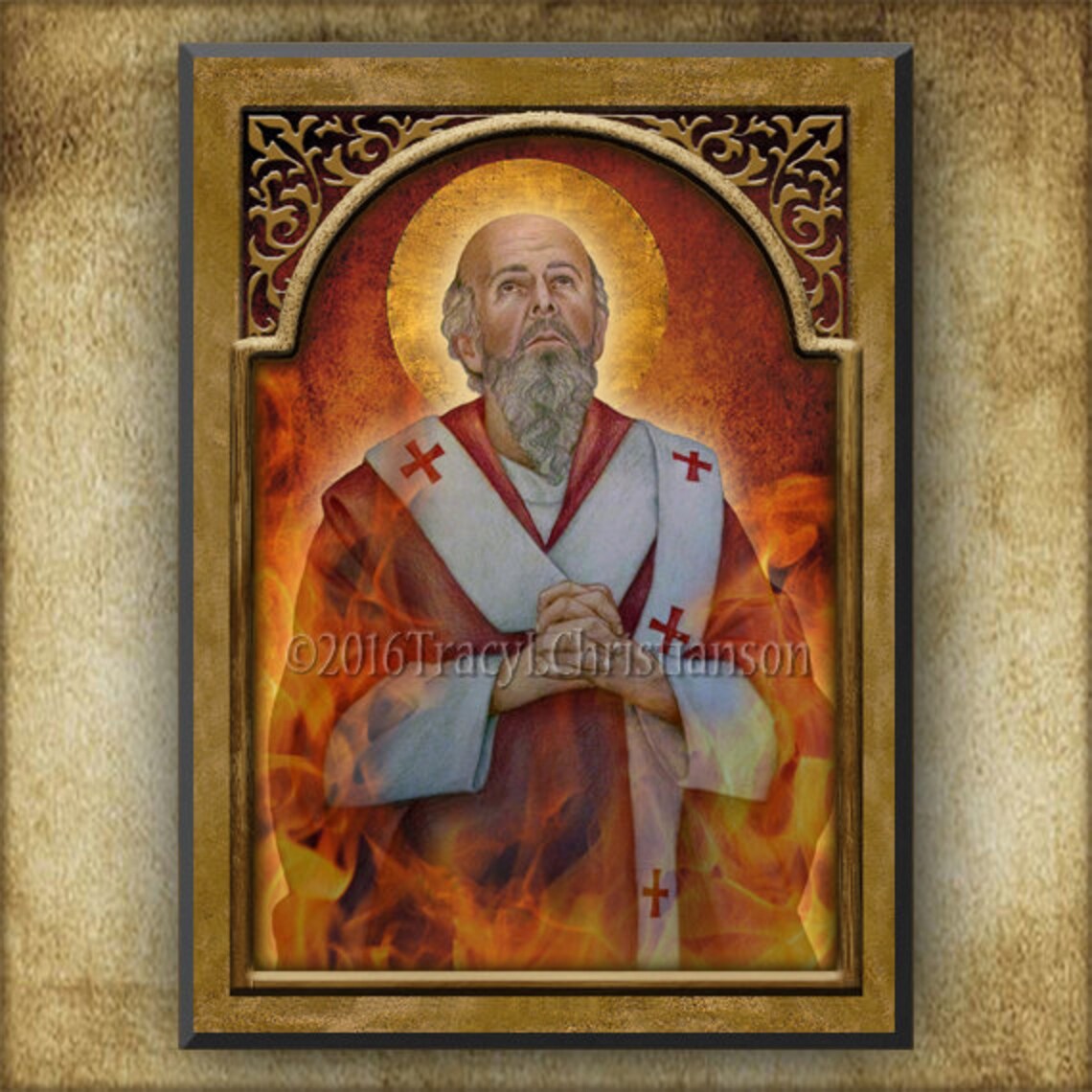 St. Polycarp Wood Icon & Holy Card GIFT SET Father of the - Etsy