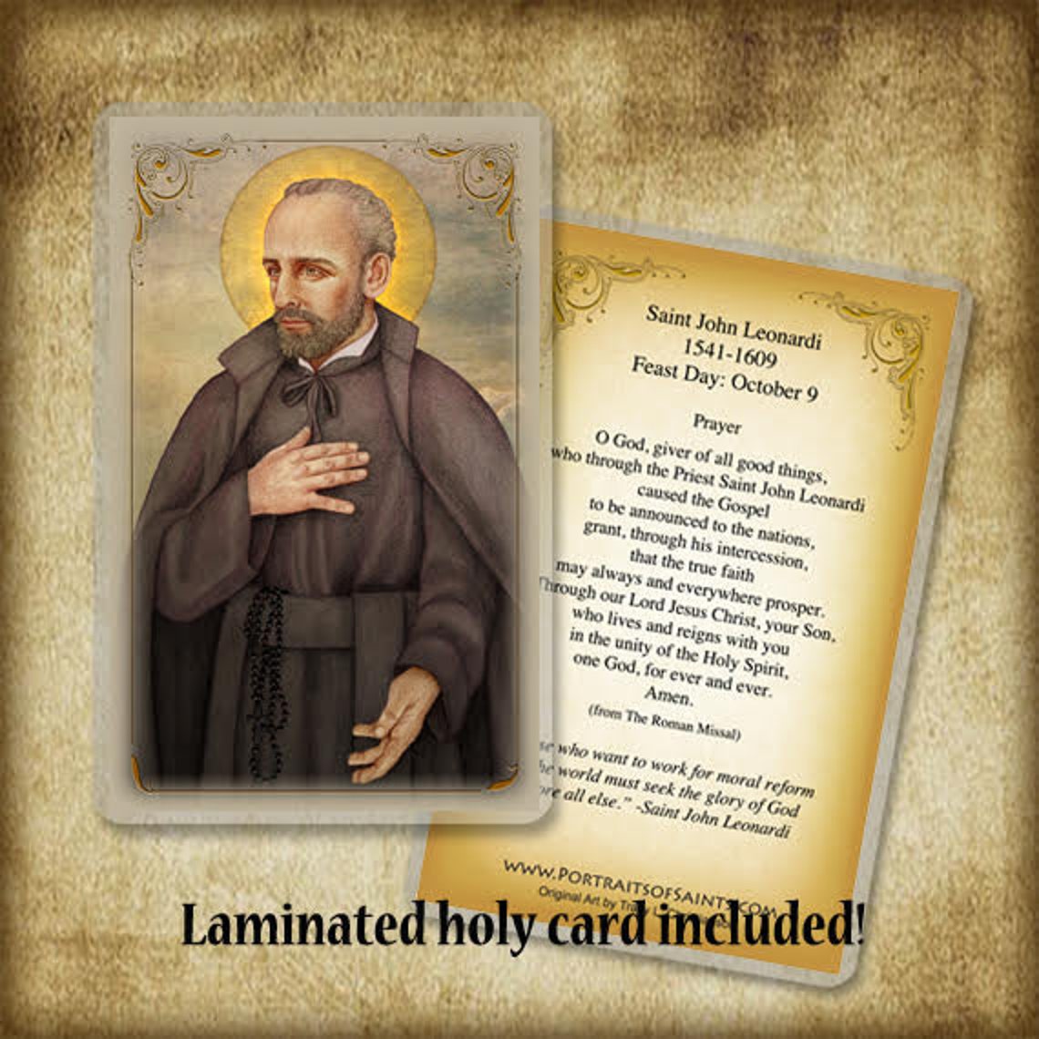 St. John Leonardi Wood Icon & Holy Card GIFT SET Saint for - Etsy