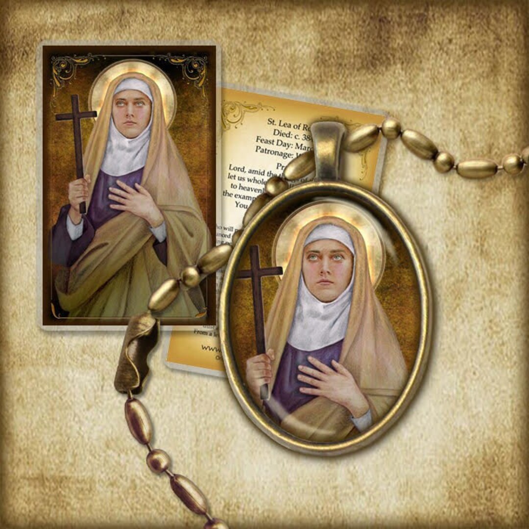 St. Lea of Rome Pendant and Holy Card GIFT SET Catholic Saint for ...