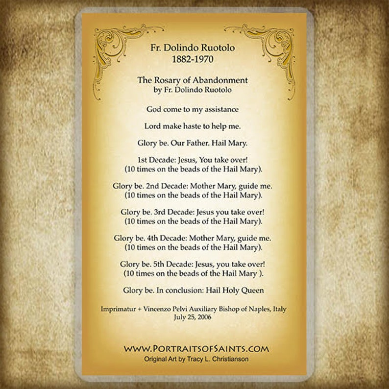 Fr. Dolindo Ruotolo Holy Card/prayer Card, Catholic Prayer, Surrender ...