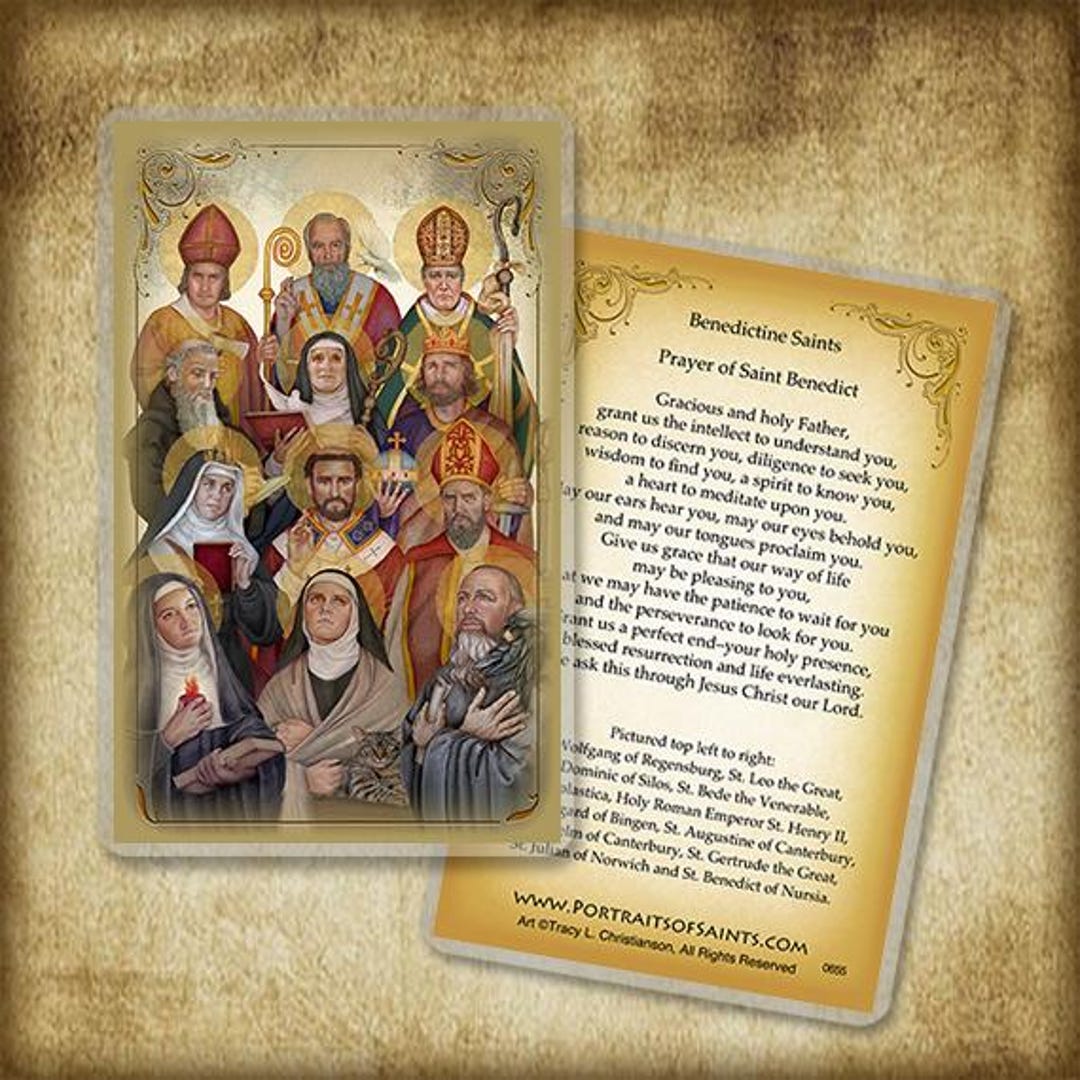 Benedictine Saints Holy Card, Catholic Prayer Card - Etsy