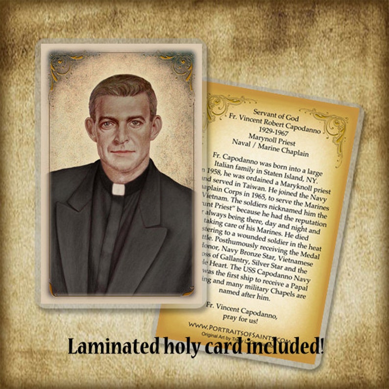 Fr. Vincent Capodanno Wood Plaque and Holy Card GIFT SET, A Vietnam ...