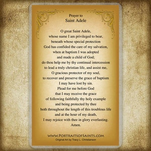 St. Adele Prayer Card - Etsy