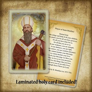 St. Boniface Wood Icon and Holy Card GIFT SET, Catholic Patron of ...