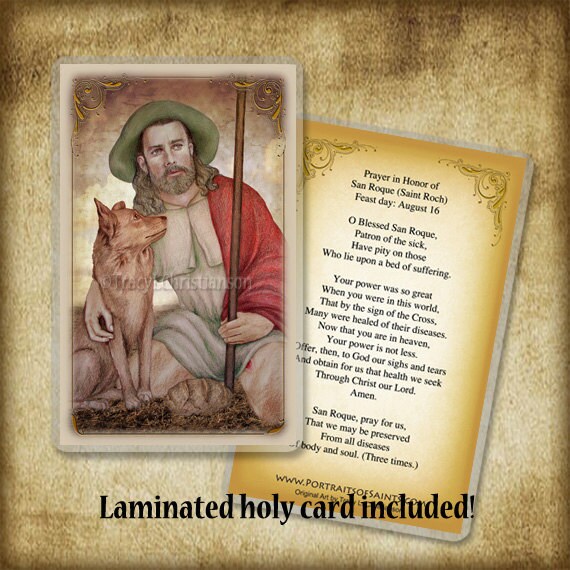 St. Roch Wood Plaque and Holy Card Gift Set Catholic Patron - Etsy