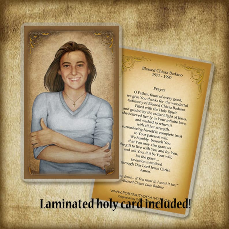 Bl. Chiara Luce Badano Wood Icon & Holy Card GIFT SET for Confirmation ...