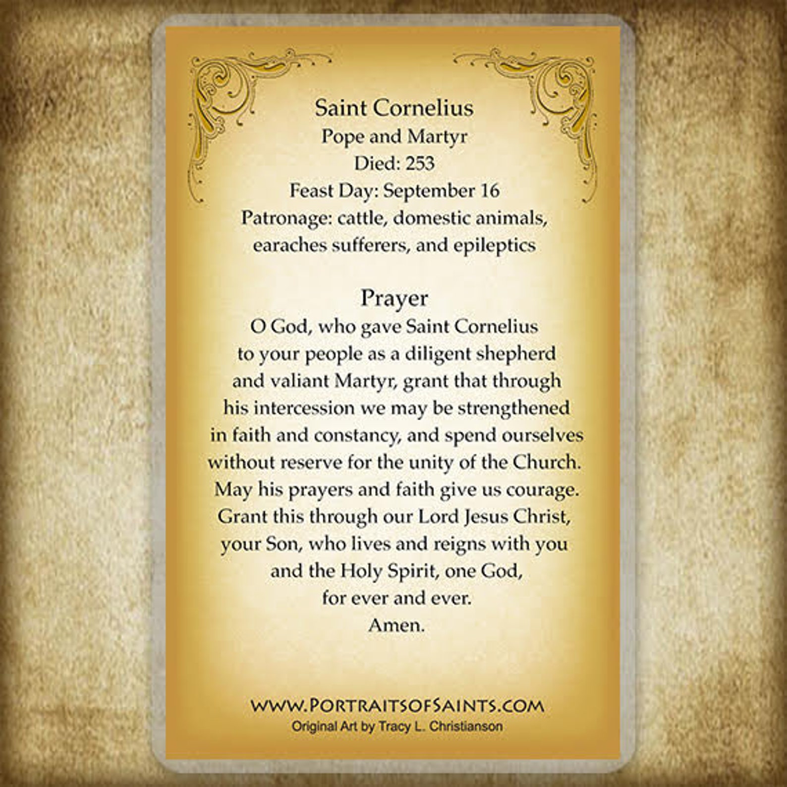 Pope St. Cornelius Prayer Card/holy Card, Patron of Domestic Animals - Etsy