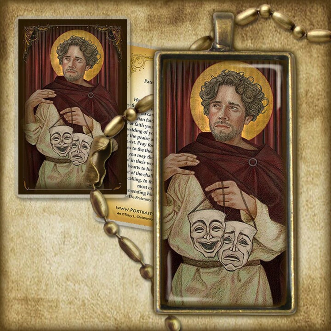 St. Genesius of Rome Pendant/key Chain and Holy Card GIFT SET, Patron ...