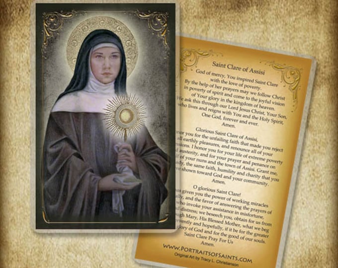 St Clare of Assisi Prayer Card, Traditional Catholic Art Print Patron ...