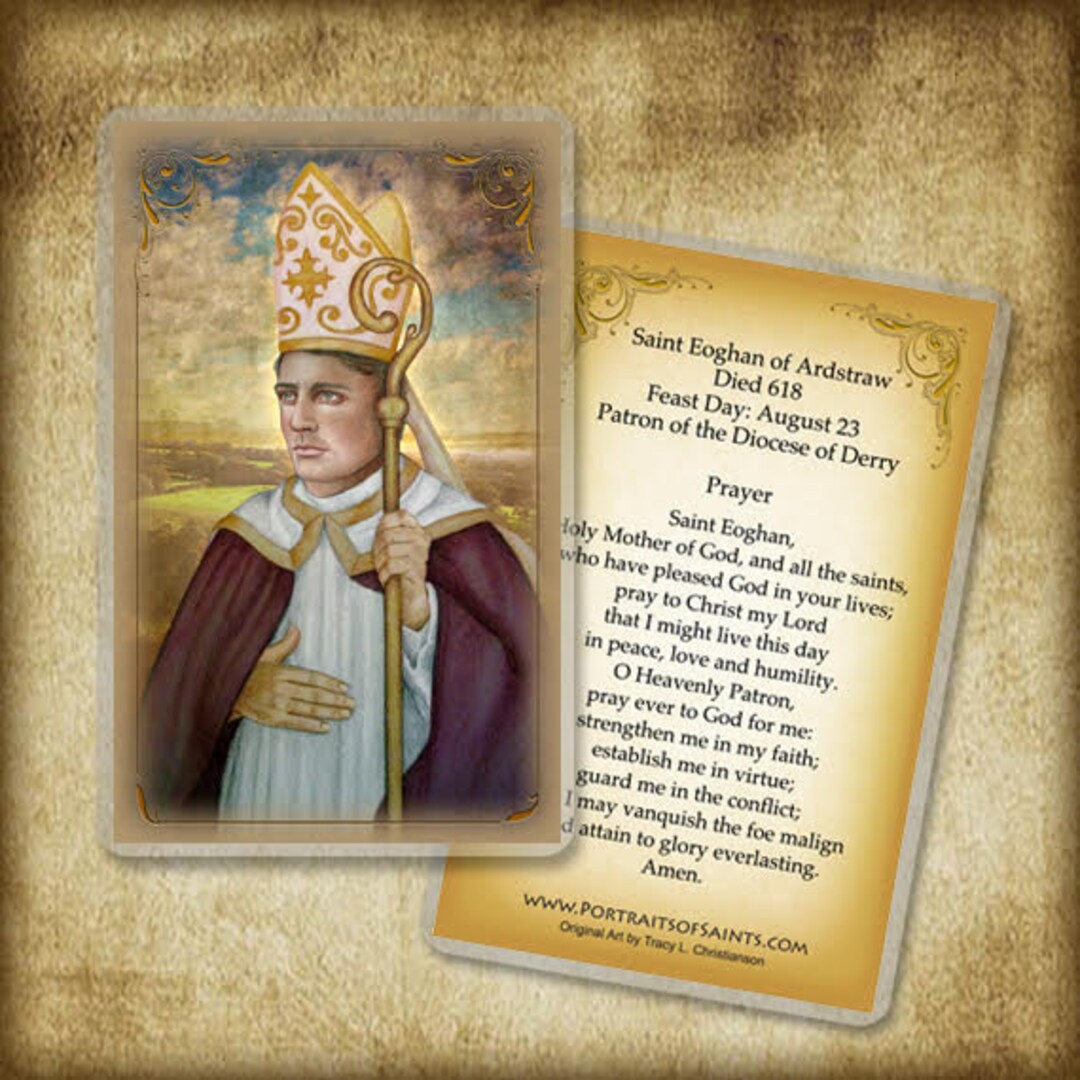 St. Eoghan of Ardstraw Holy Card, Catholic Prayer Card - Etsy