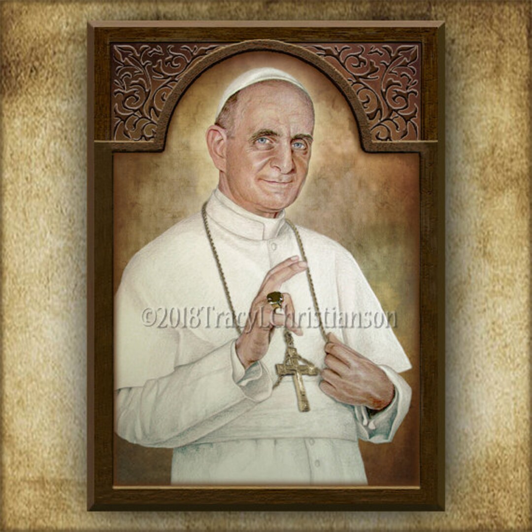 St. Pope Paul VI Wood Plaque & Holy Card GIFT SET Catholic, Humanae ...