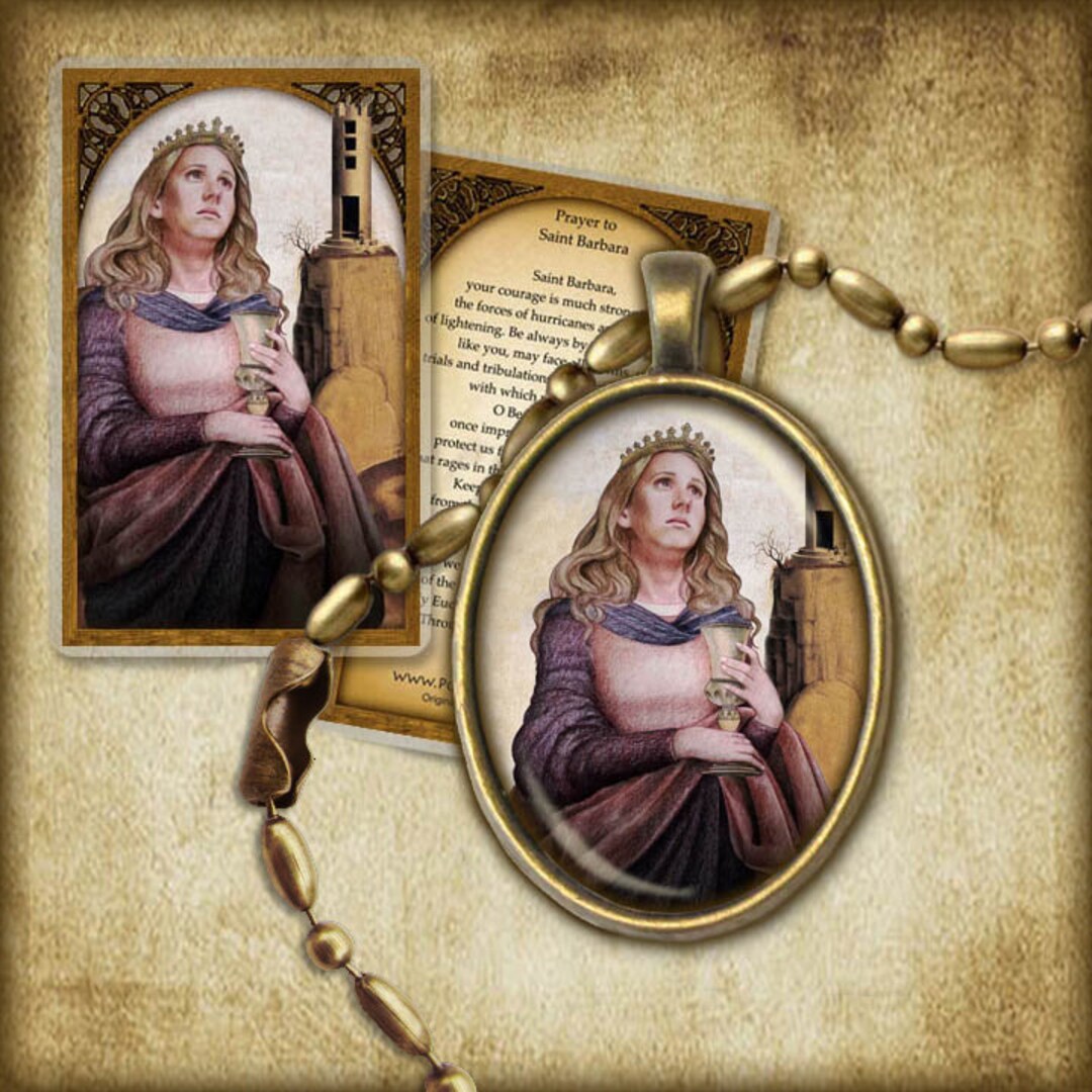 St. Barbara Pendant and Holy Card GIFT SET, Patron of Prisoners - Etsy
