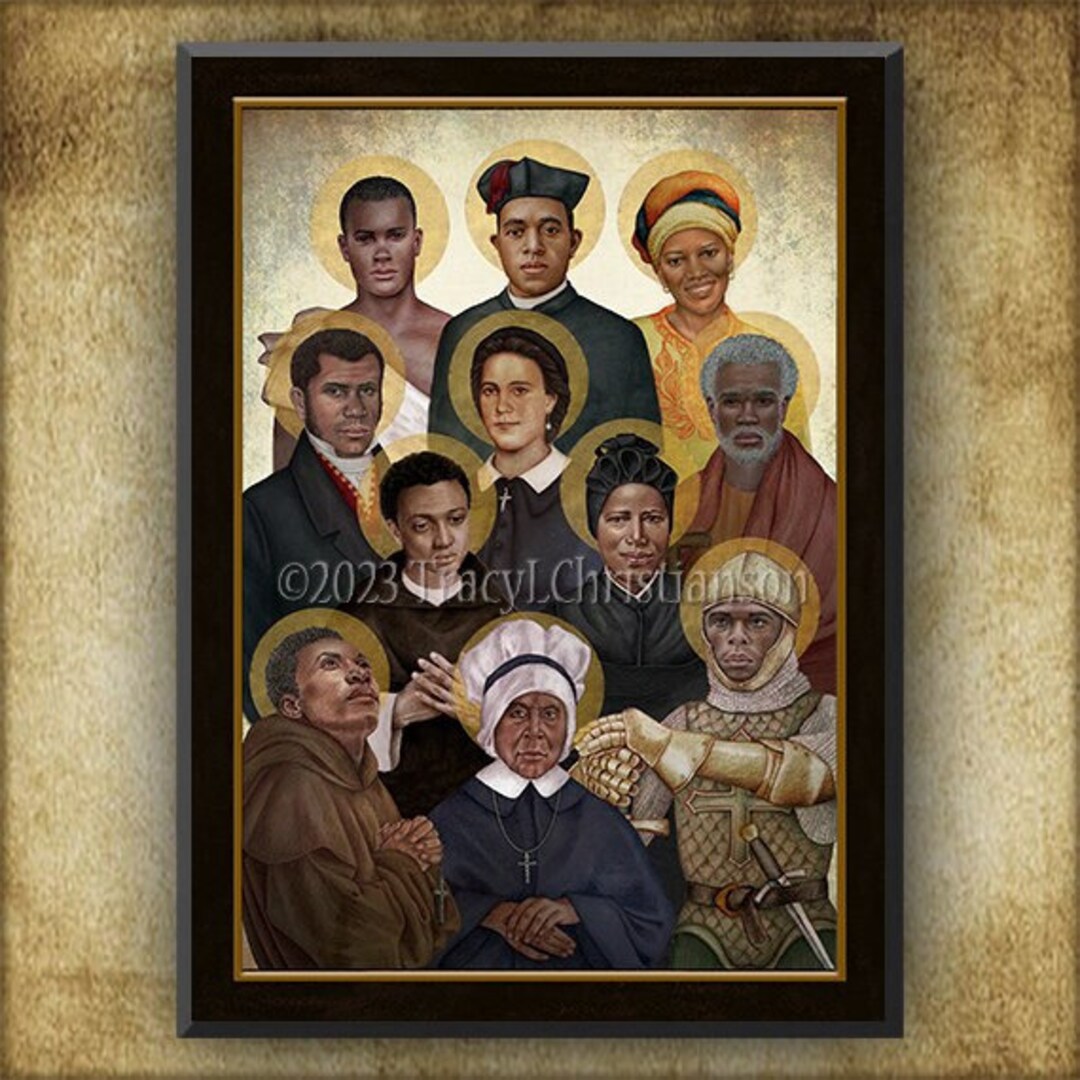 Black Saints Wood Icon/plaque & Holy Card GIFT SET for Confirmation ...