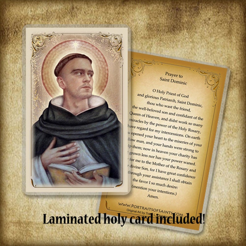 St. Dominic Wood Icon & Holy Card GIFT SET, Patron Saint of the ...