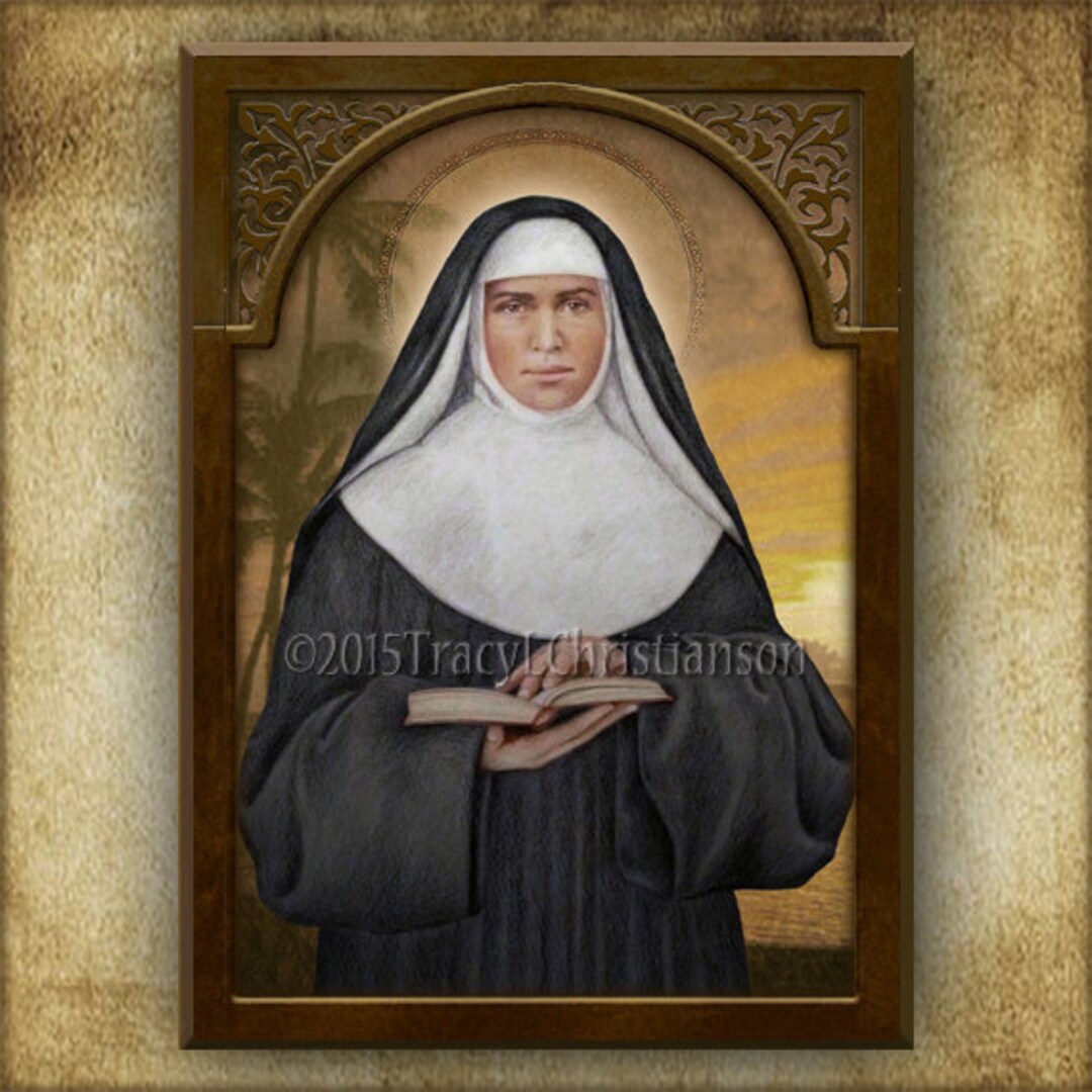 St. Marianne Cope Wood Icon & Holy Card GIFT SET, Catholic Paton Saint ...