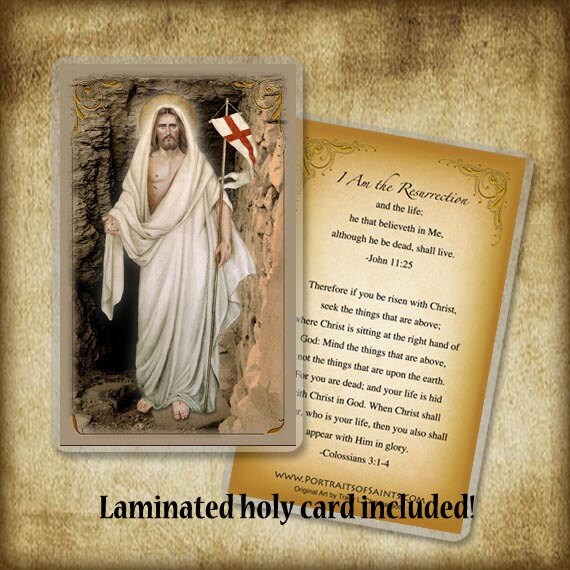 The Resurrection of Jesus Christ Wood Icon & Holy Card GIFT SET ...