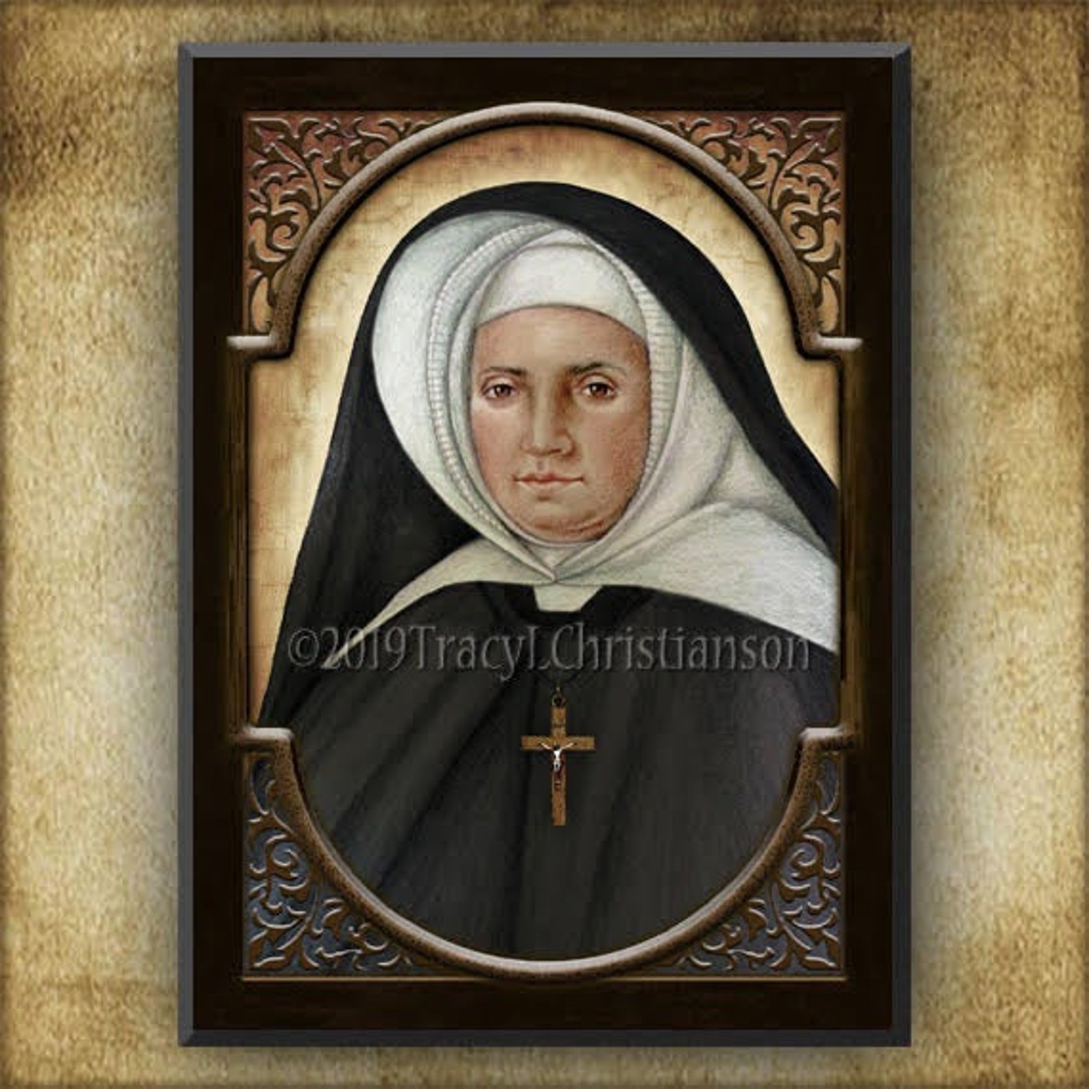 St. Emily De Vialar Wood Icon & Holy Card GIFT SET Plaque, Patron Saint ...