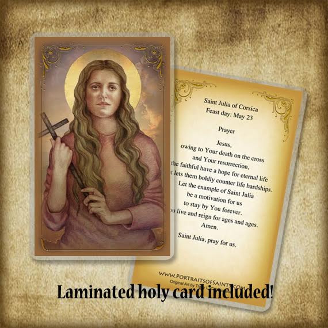 St. Julia of Corsica Wood Icon & Holy Card GIFT SET, Catholic Gift ...