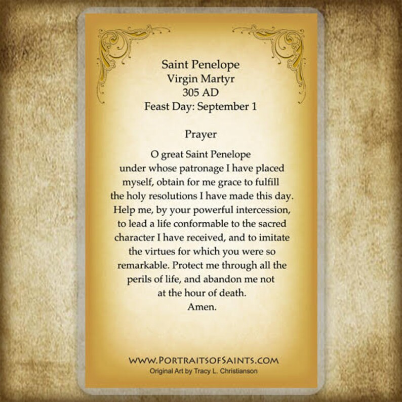 St. Penelope Holy Card Catholic Prayer Card - Etsy