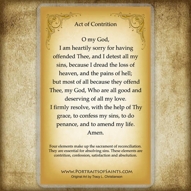 The Act of Contrition Holy Card/prayer Card | Etsy