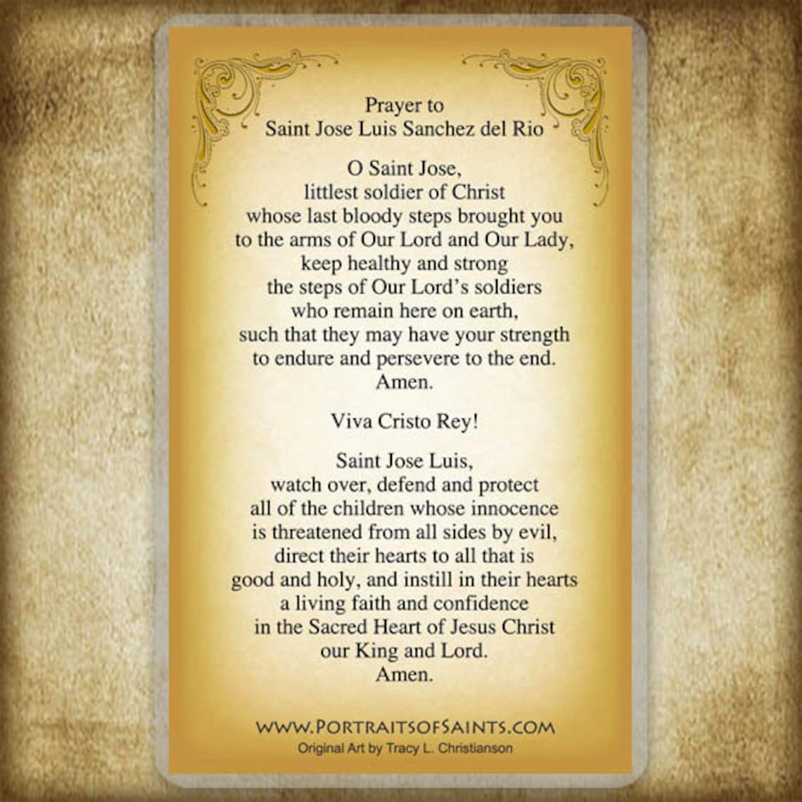 St. Jose Luis Sanchez Del Rio Prayer Card, Martyr of the Mexican Cristo ...