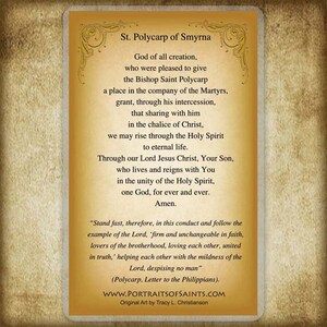 St. Polycarp Prayer Card, Early Church Father - Etsy