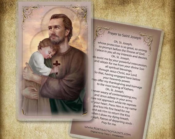 Vintage Holy Card Saint St Joseph and Child Jesus Charles Bosseron ...