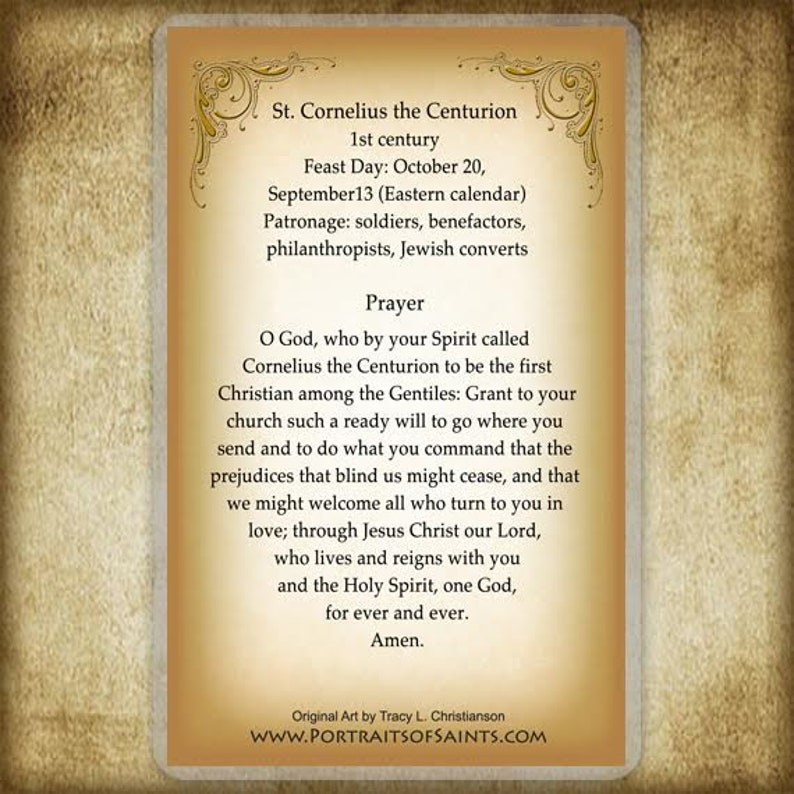 St. Cornelius the Centurion Holy Card/prayer Card - Etsy