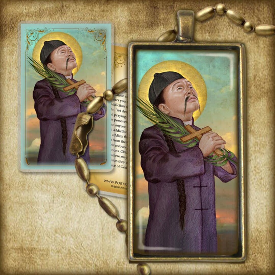 St. Mark Ji Tianxiang Pendant and Holy Card GIFT SET, Patron for Drug ...