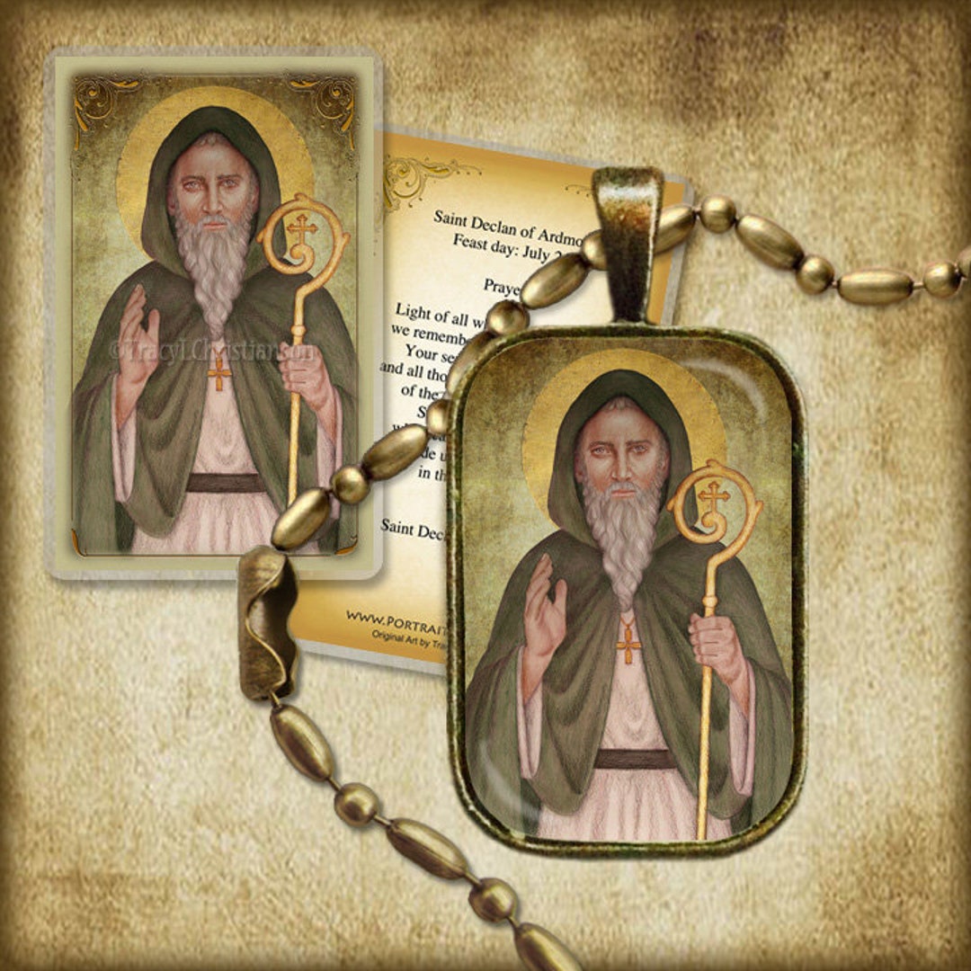 St. Declan of Ardmore Pendant and Holy Card GIFT SET, Catholic Irish ...