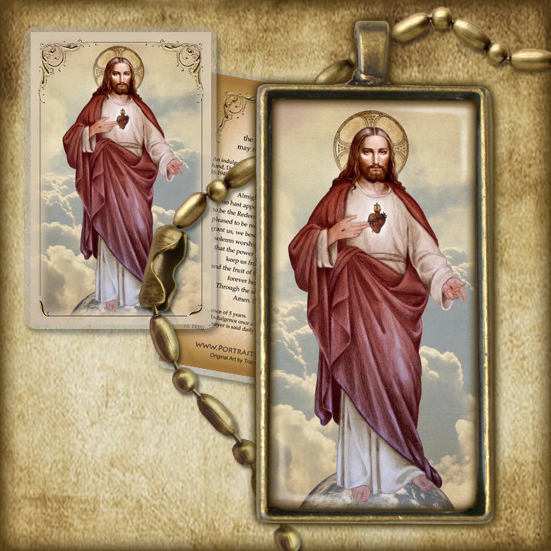 Sacred Heart of Jesus (full-length) Pendant and Holy Card GIFT SET ...