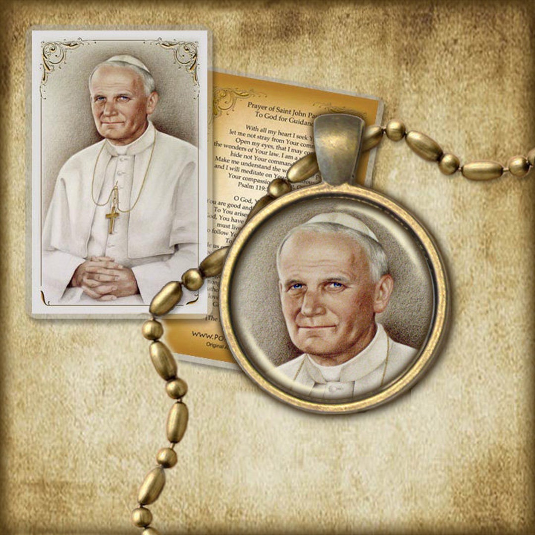 St. John Paul II, Pope, Pendant and Holy Card GIFT SET, Evangelium ...
