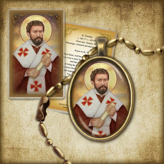 St. Timothy Pendant and Holy Card GIFT SET Apostle | Etsy