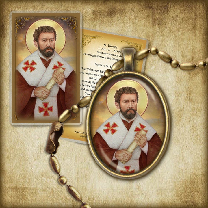 St. Timothy Pendant and Holy Card GIFT SET, Apostle - Etsy