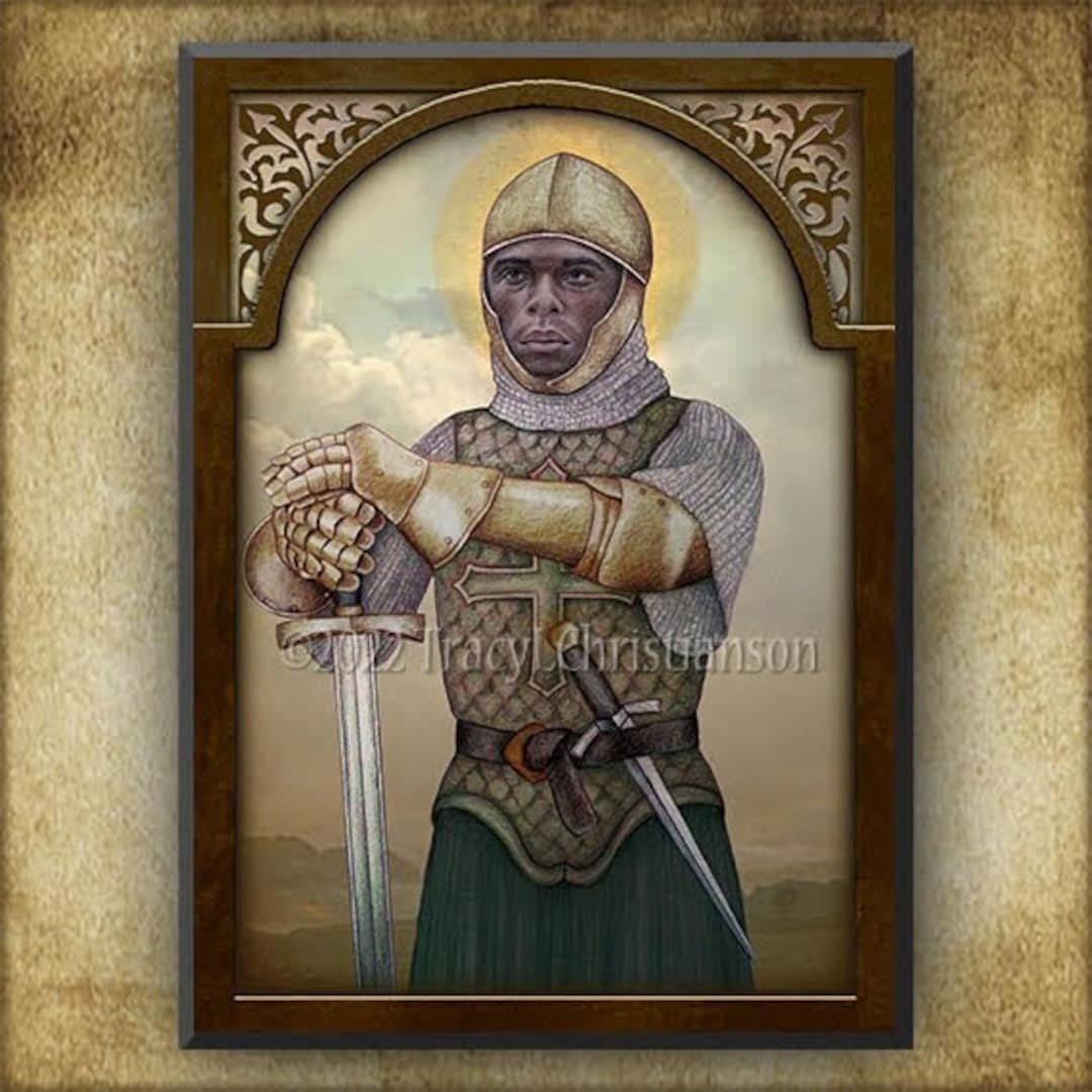St. Maurice Wood Icon/plaque and Holy Card GIFT SET, Catholic Patron of ...