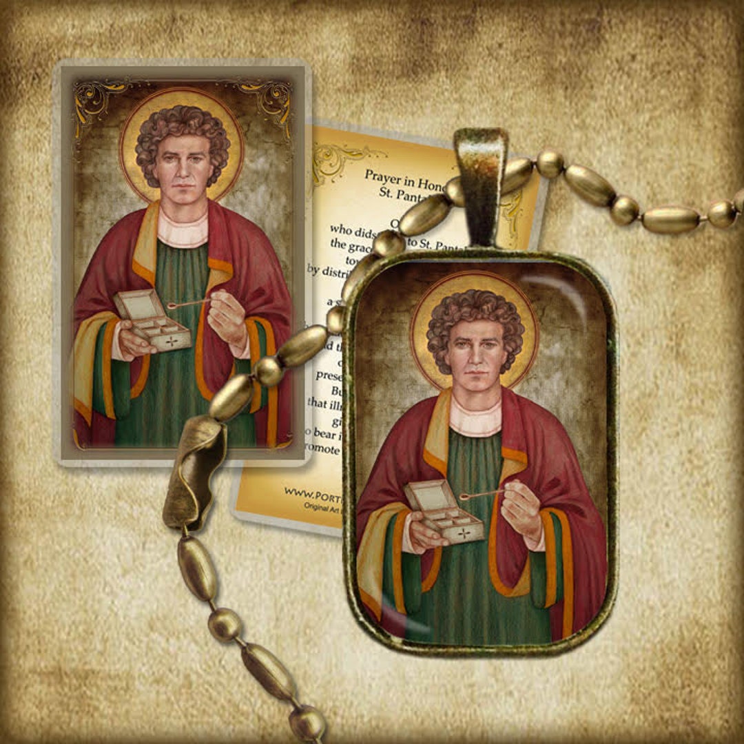 St. Pantaleon Pendant and Holy Card GIFT SET Patron Saint Against ...