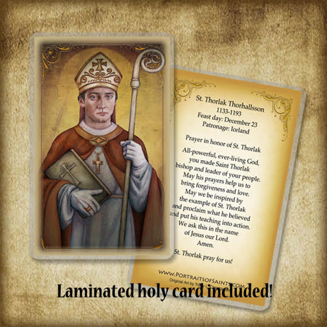 St. Thorlak Thorhallsson Plaque & Holy Card GIFT SET, Patron Saint ...