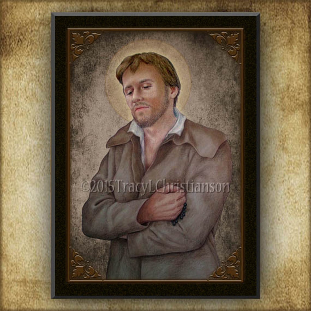 St. Benedict Joseph Labre Wood Icon & Holy Card GIFT SET, for ...