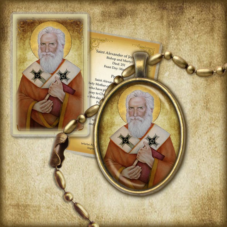 St. Alexander of Jerusalem Pendant and Holy Card GIFT SET - Etsy