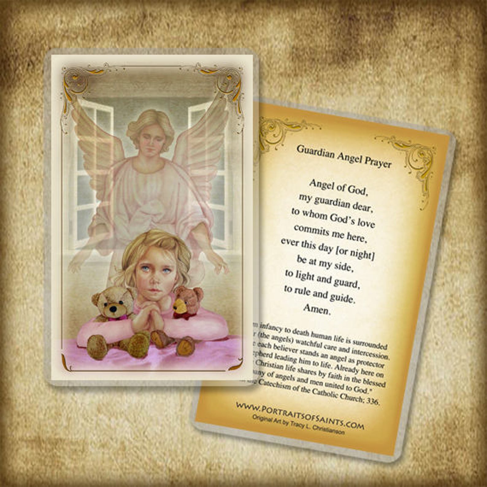 Guardian Angel/girl Holy Card | Etsy