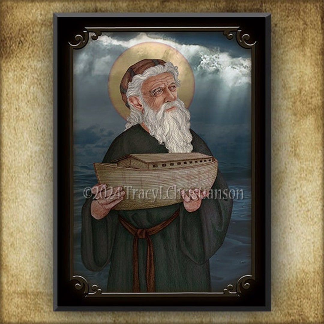 St. Noah the Righteous Wood Icon/plaque & Holy Card GIFT SET for ...