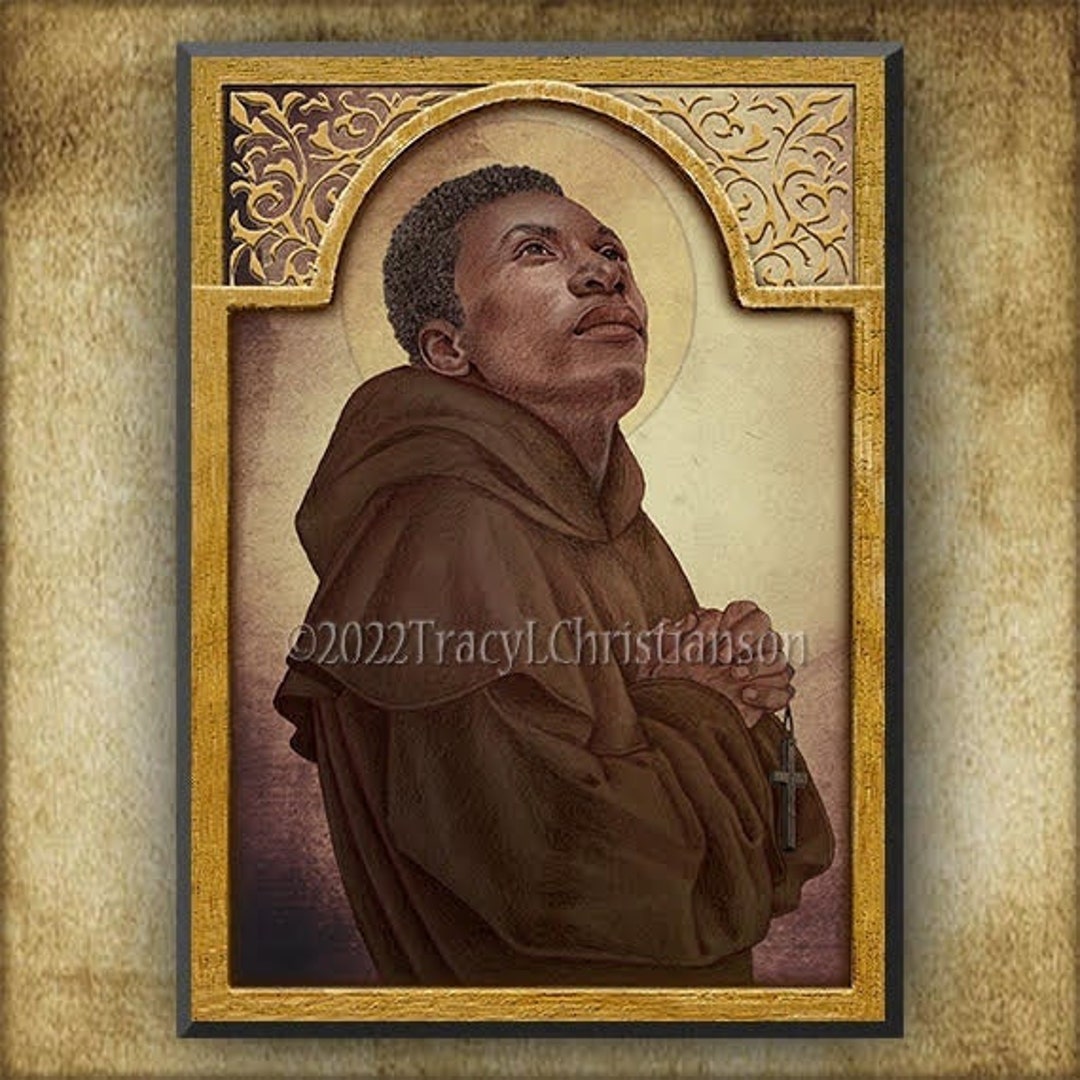 Saint Benedict the Moor Wood Icon/plaque & Holy Card GIFT SET for ...
