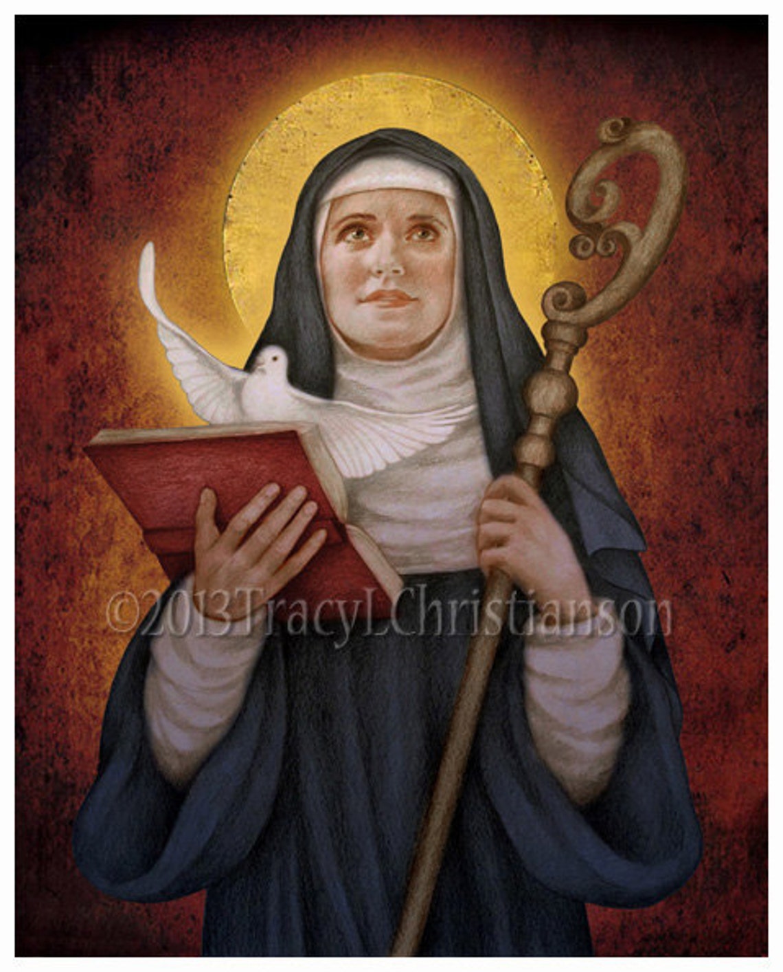 St. Scholastica Art Print, Catholic Patron Saint, Sister of St ...