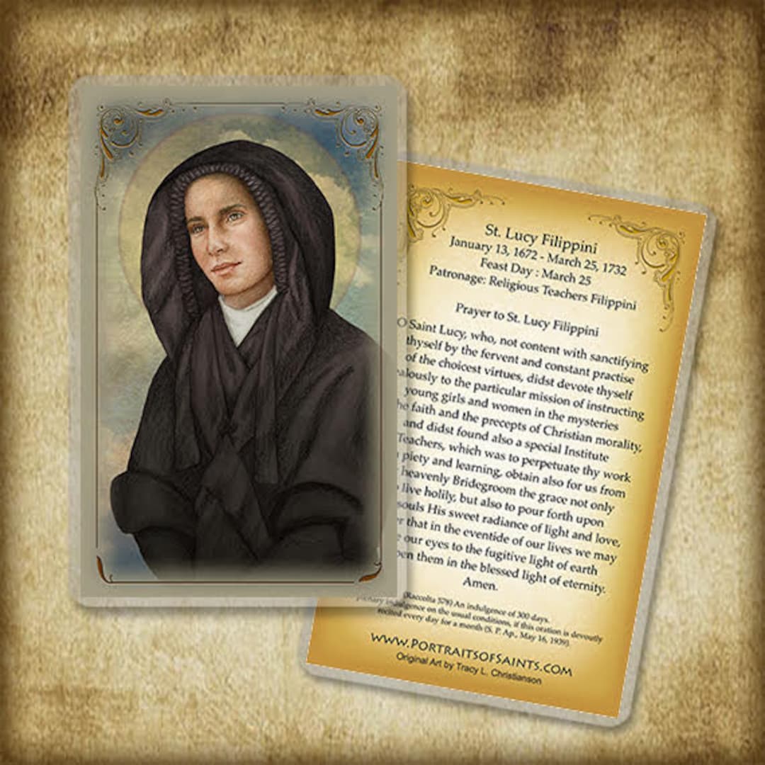 St. Lucy Filippini Holy Card, Catholic Prayer Card, Teachers Saint - Etsy