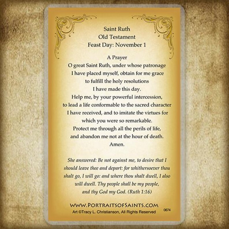 St. Ruth Holy Card/prayer Card Old Testament Saint - Etsy