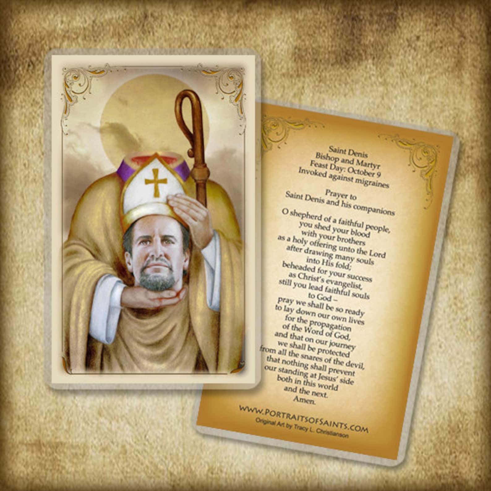 St. Denis Prayer Card, Patron of Headach Suffers - Etsy